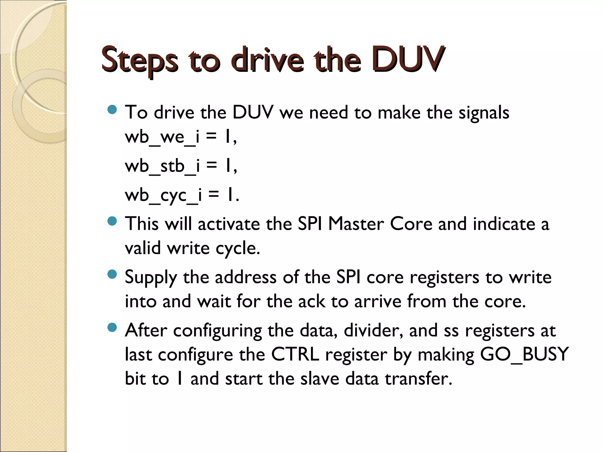 Spi Master Core Verification Ppt