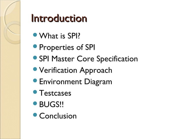 Spi Master Core Verification Ppt
