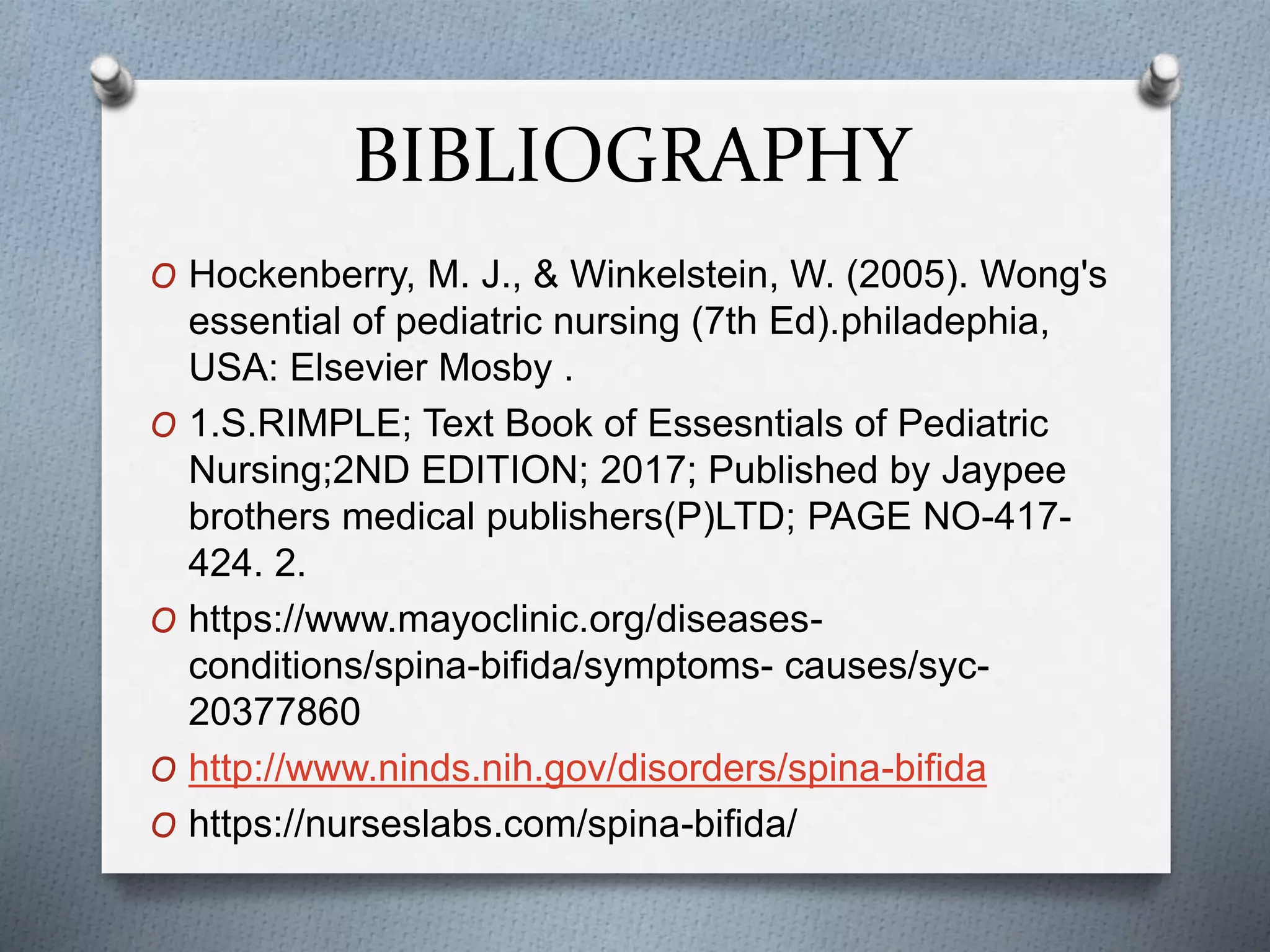 Spina bifida - Child Health Nursing | PPTX