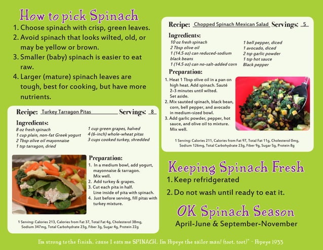 Spinach Facts Brochure | PPT