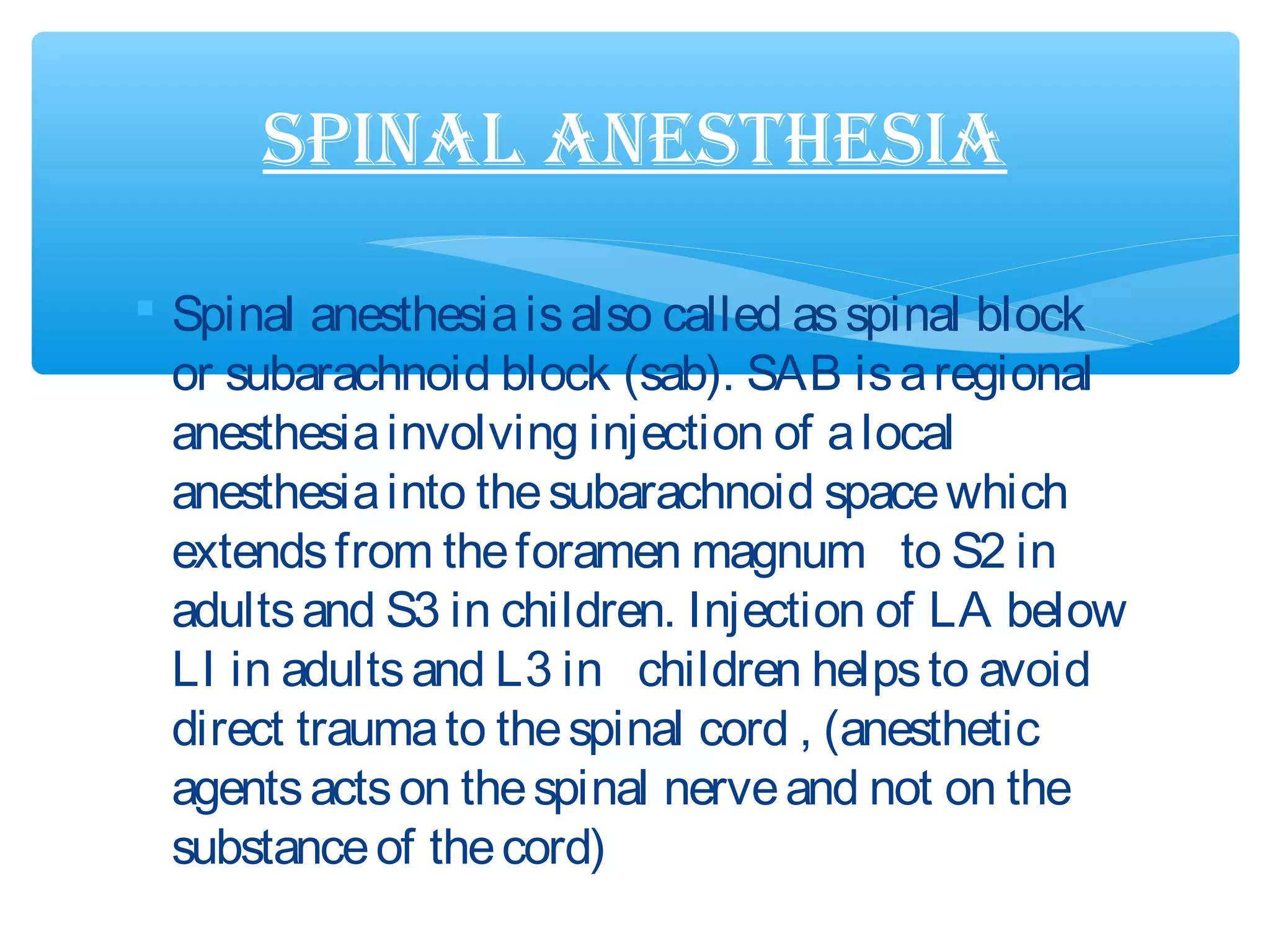 Spinal anesthesia | PPT