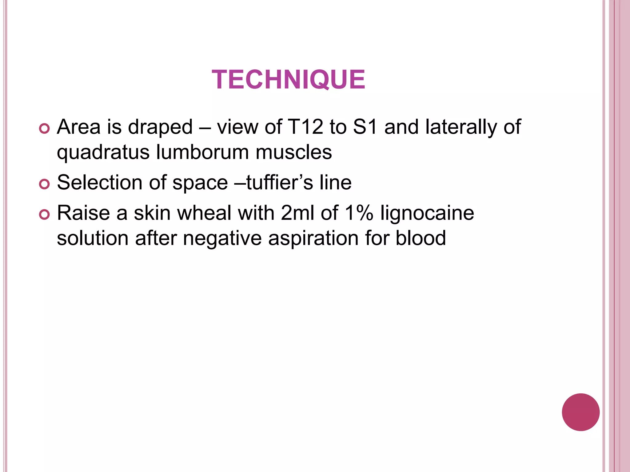 Spinal anesthesia slides | PPTX
