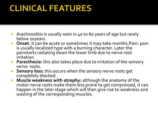 Spinal arachnoiditis | PPTX