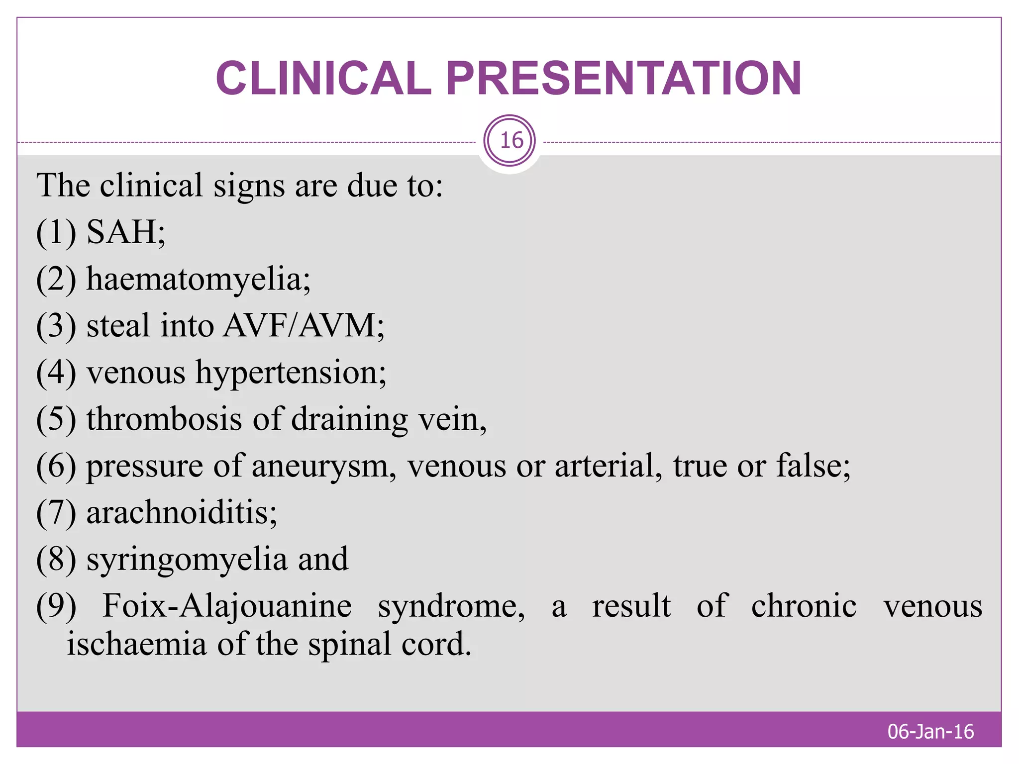SPINAL CORD ARTERIOVENOUS MALFORMATIONS | PPTX