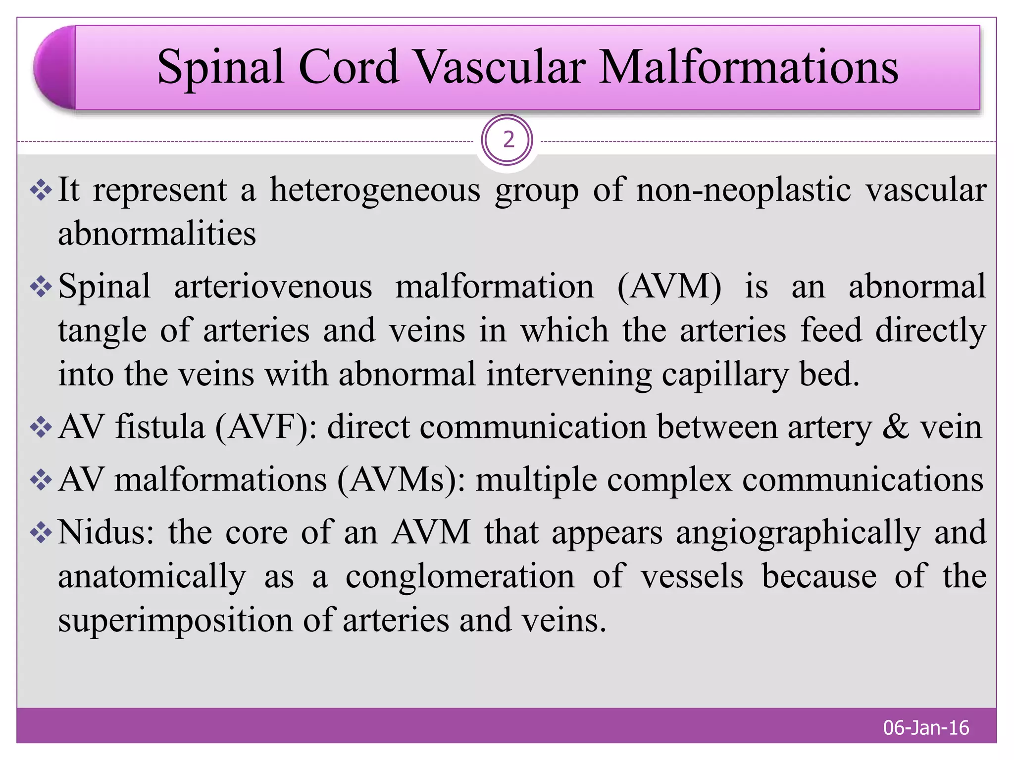 SPINAL CORD ARTERIOVENOUS MALFORMATIONS | PPTX