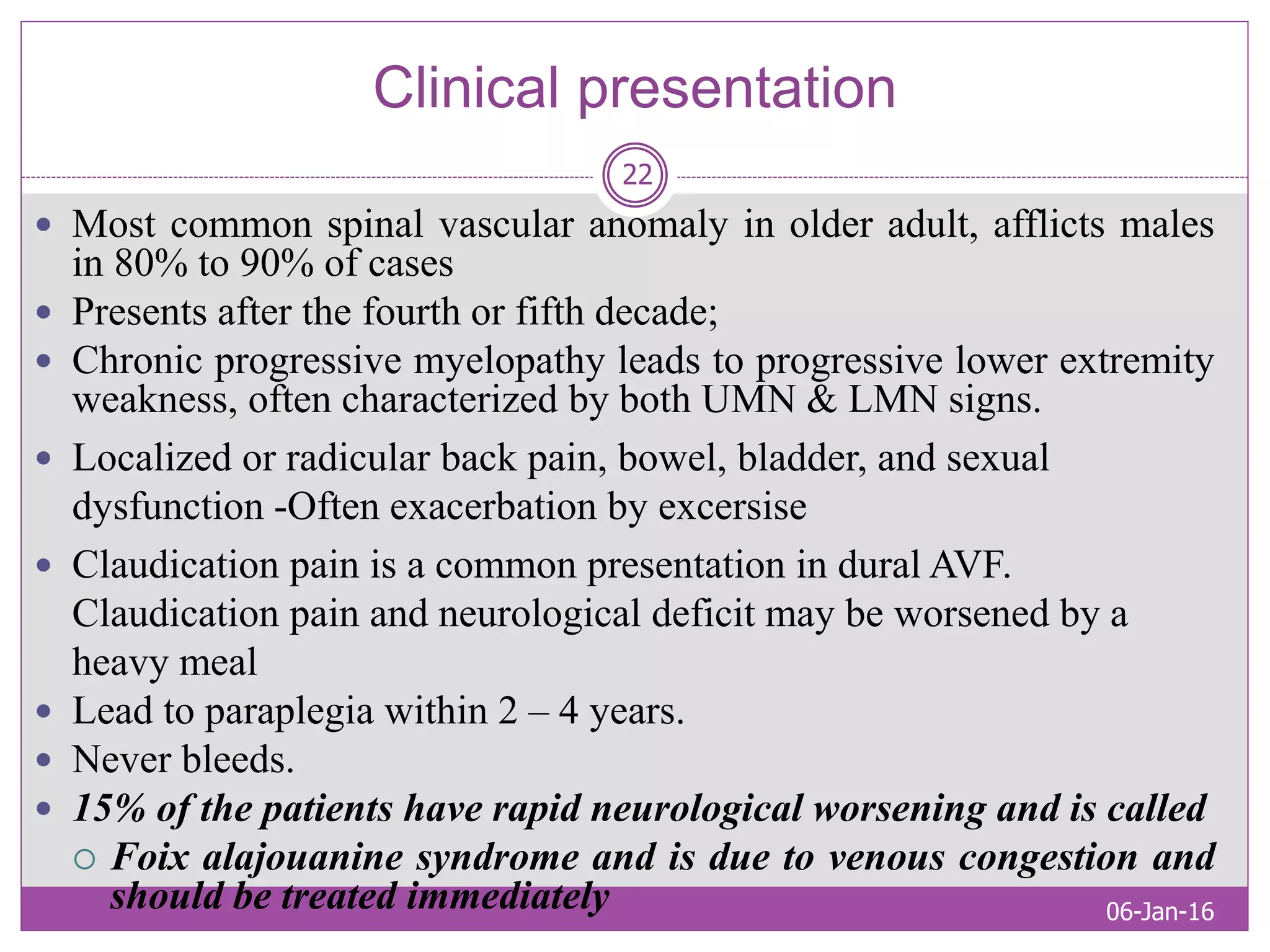 SPINAL CORD ARTERIOVENOUS MALFORMATIONS | PPTX