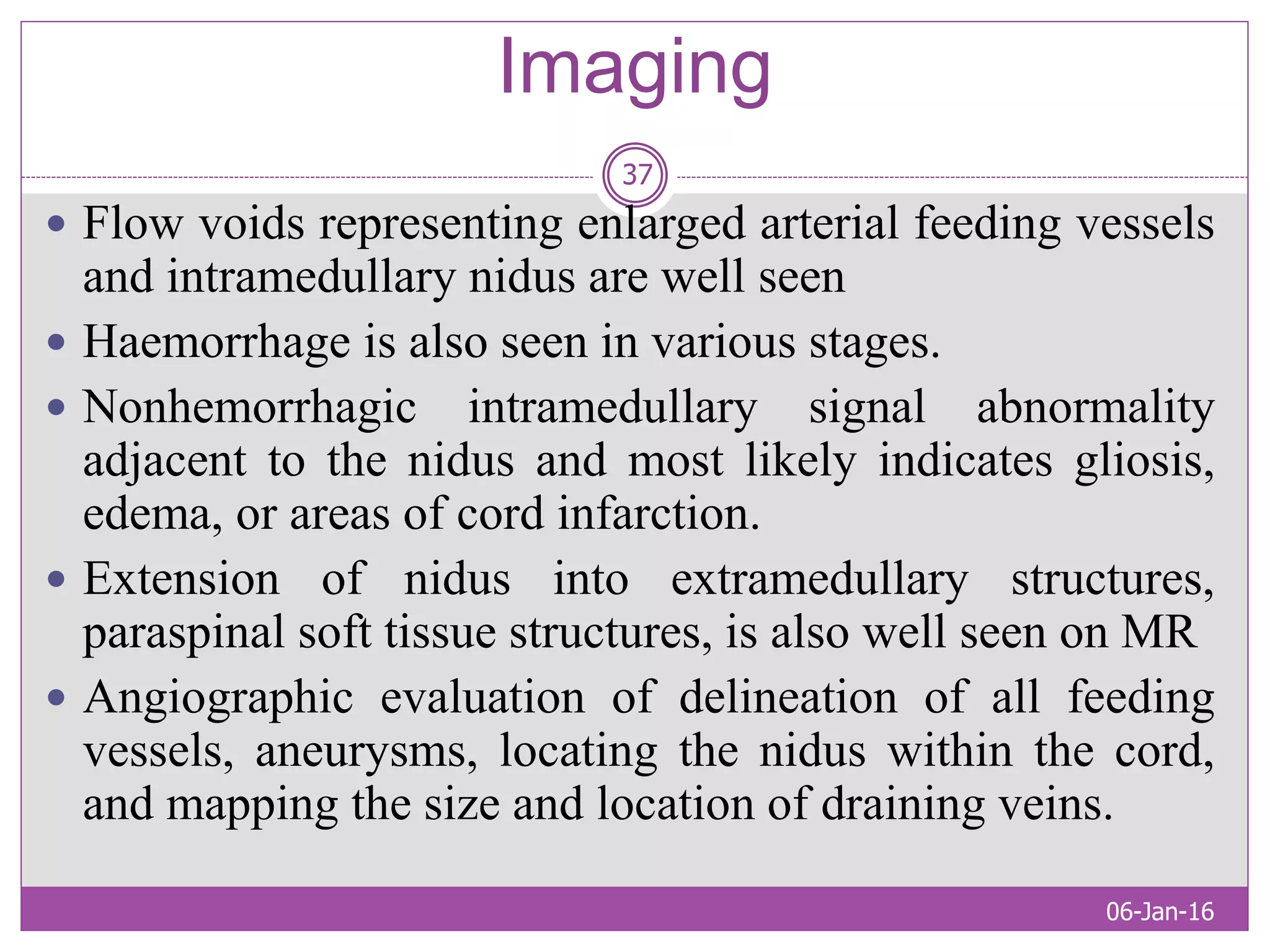 SPINAL CORD ARTERIOVENOUS MALFORMATIONS | PPTX