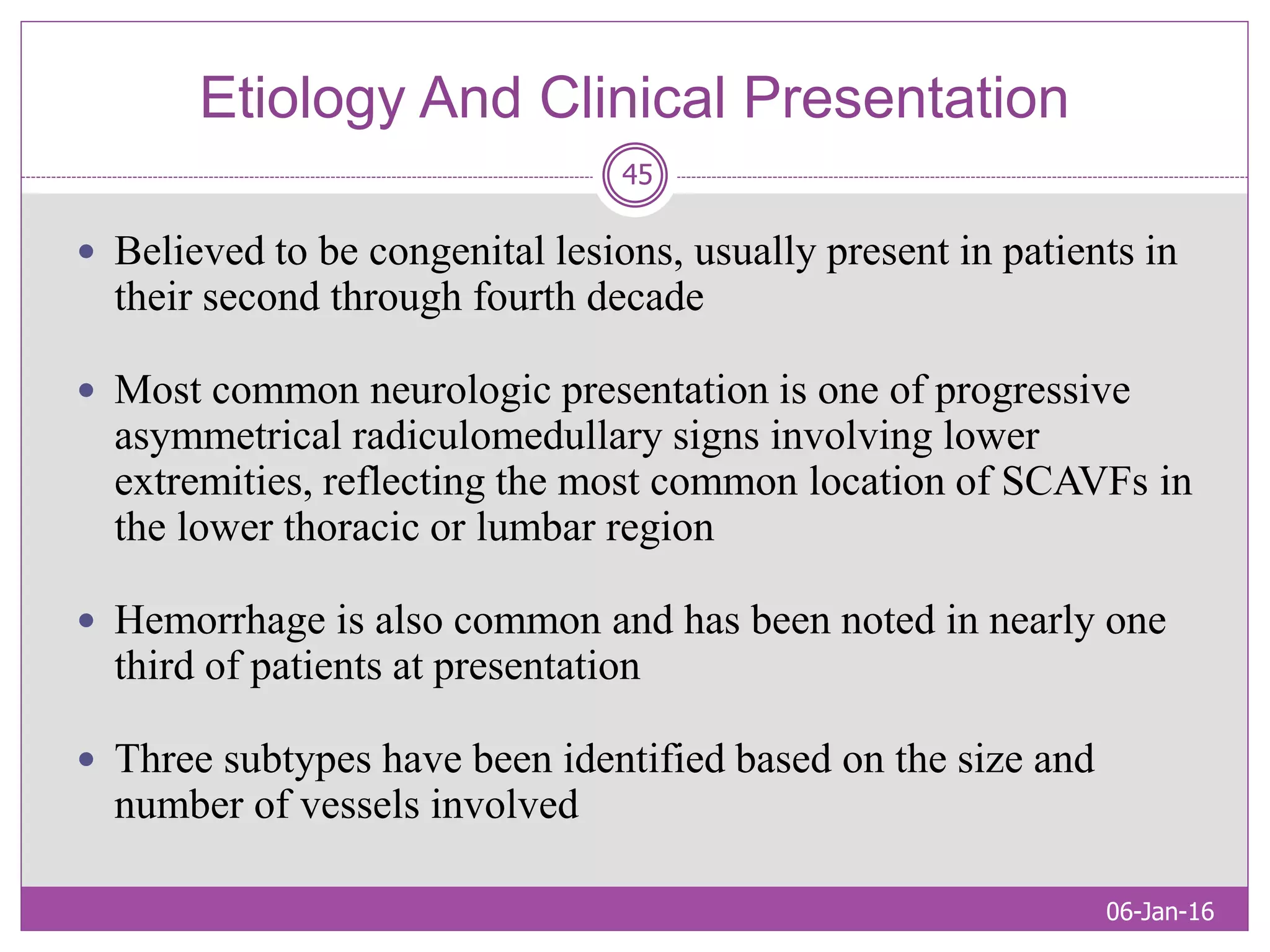 SPINAL CORD ARTERIOVENOUS MALFORMATIONS | PPTX