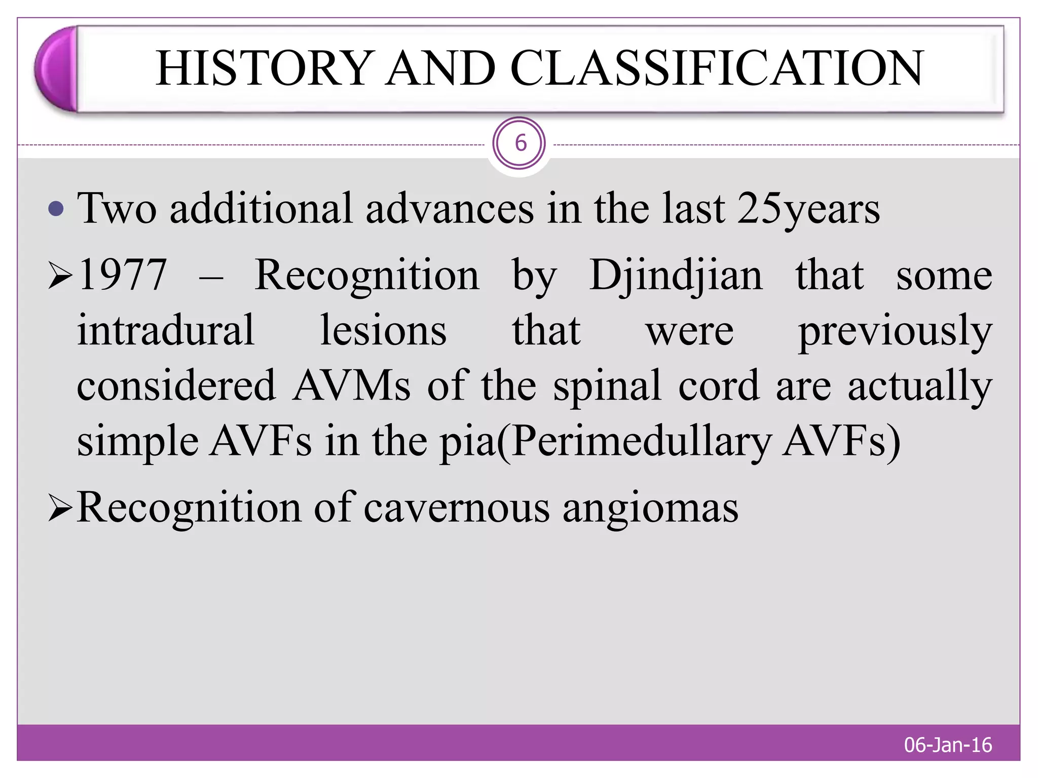 SPINAL CORD ARTERIOVENOUS MALFORMATIONS | PPTX