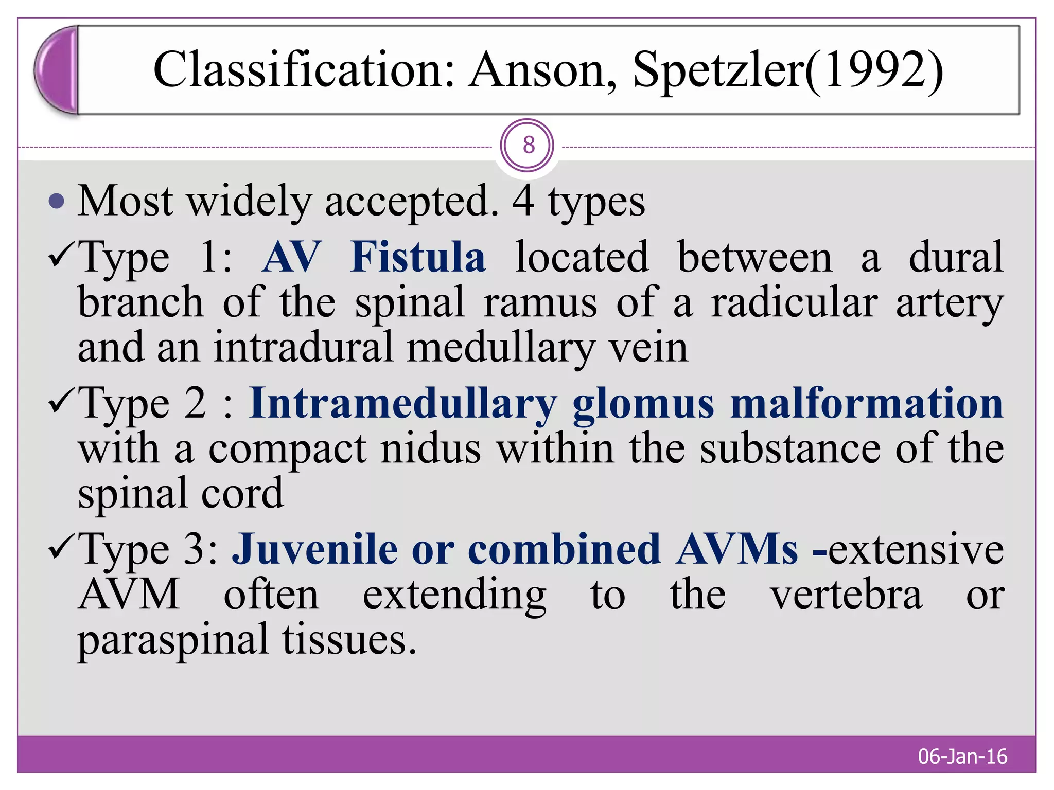 SPINAL CORD ARTERIOVENOUS MALFORMATIONS | PPTX