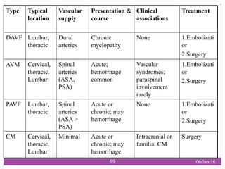 SPINAL CORD ARTERIOVENOUS MALFORMATIONS | PPTX