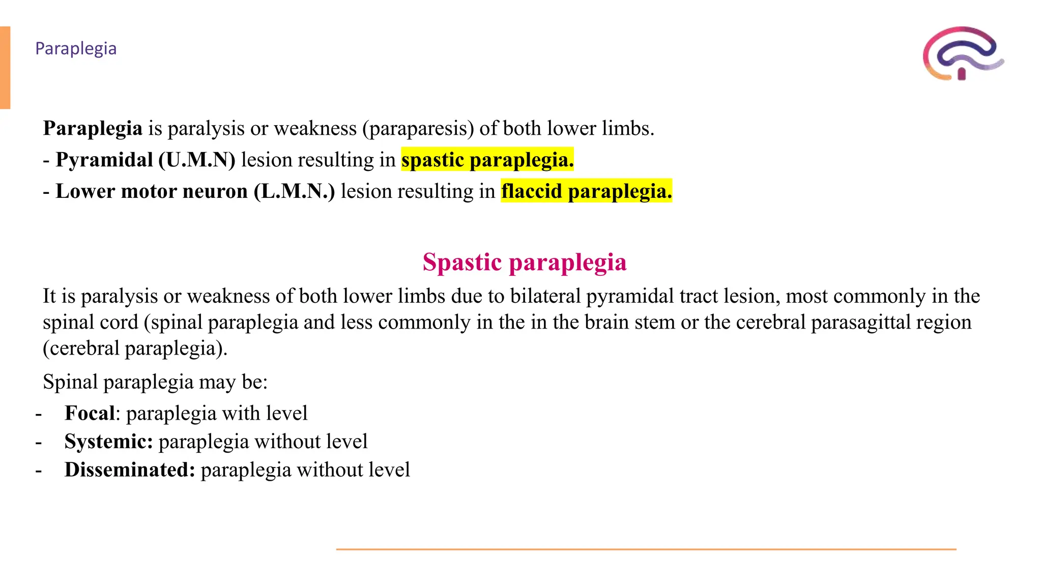 spinal cord disorders and paraplegia . | PPTX