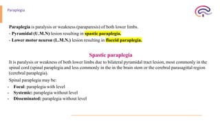 spinal cord disorders and paraplegia . | PPTX