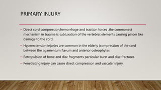 Spinal cord injury in trauma in critical | PPTX