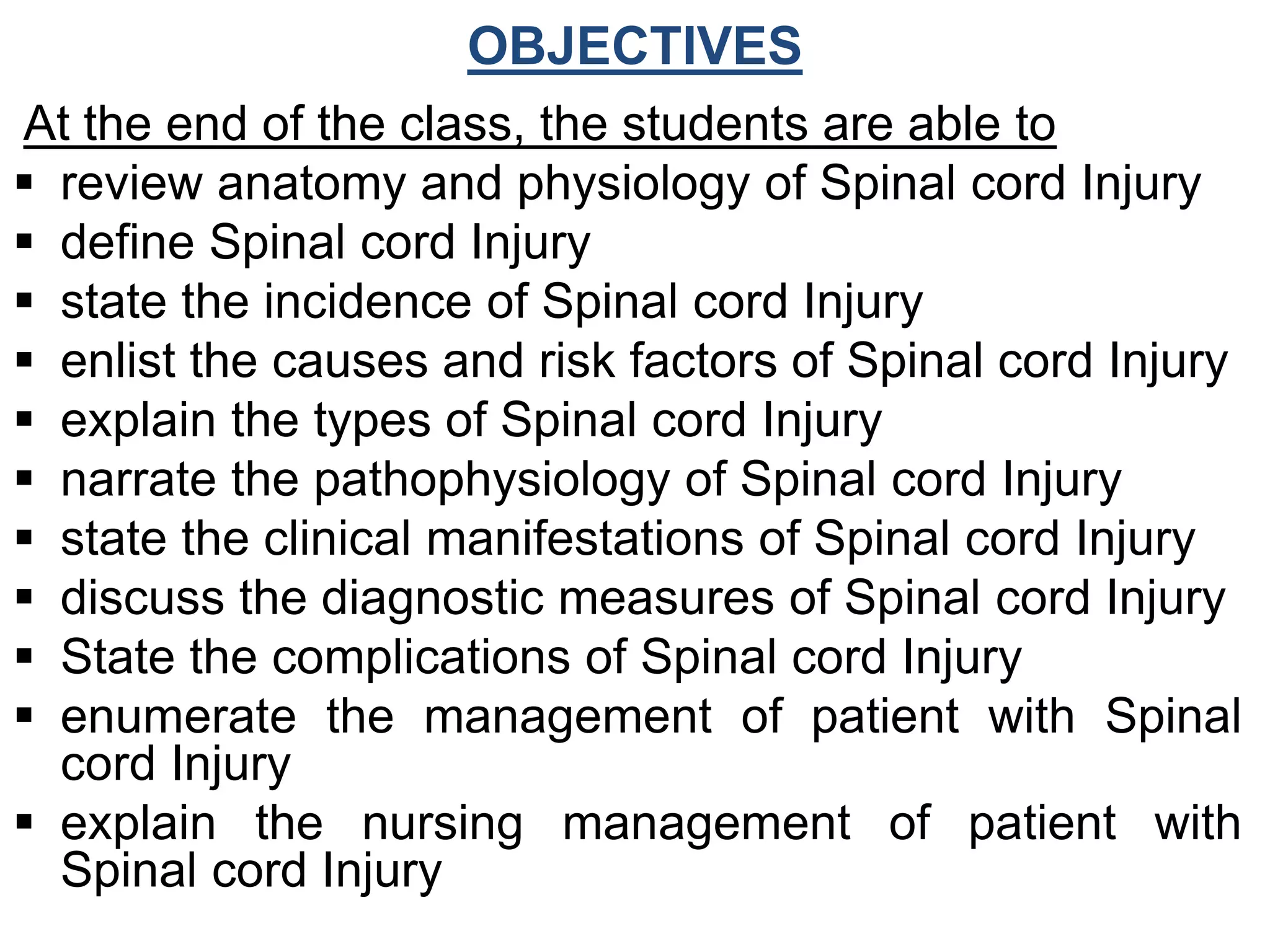 Spinal Cord Injuries | PPTX
