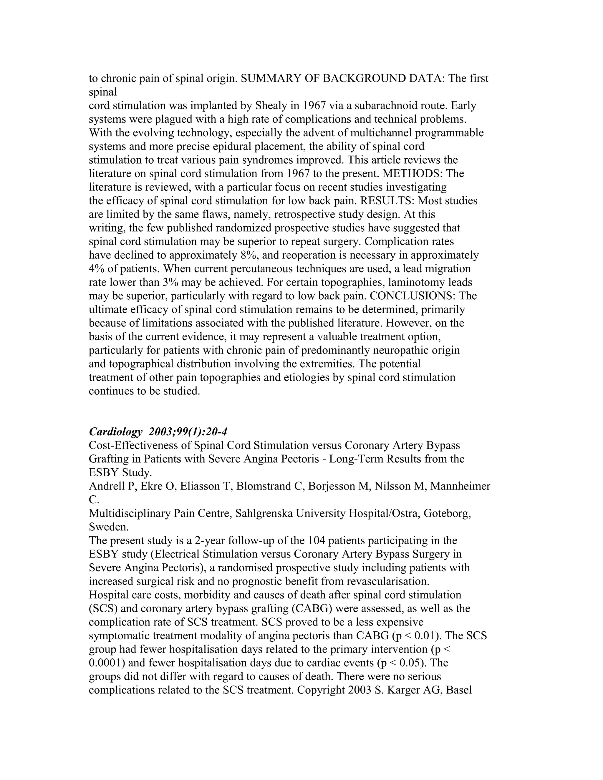 Spinal Cord Stimulation Primer | DOC