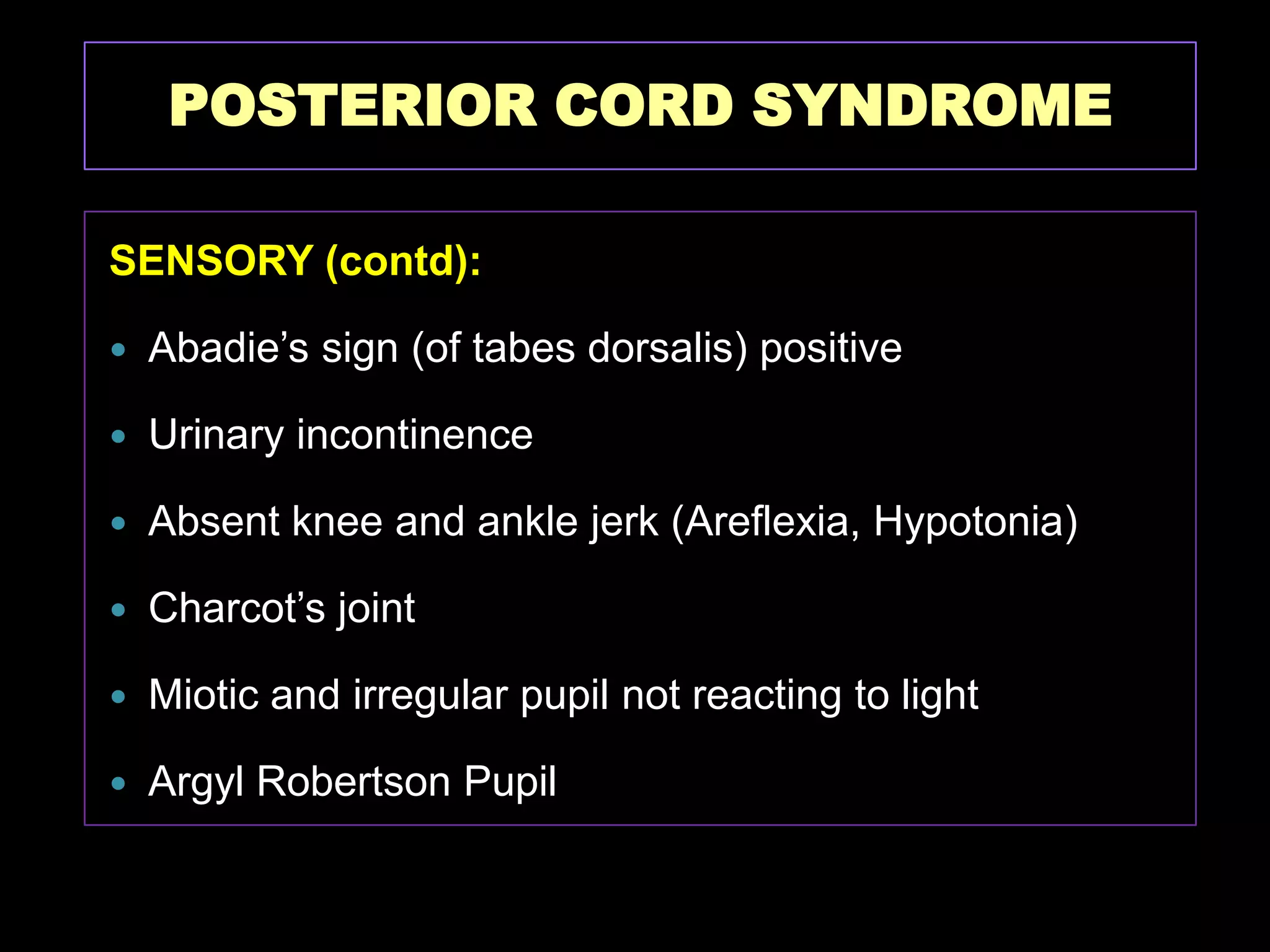 Spinal cord syndromes | PPSX