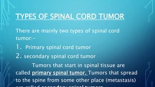 Spinal cord tumor For G.N.M 2nd & B.Sc.2nd & 3rd Year Nursing Student ...