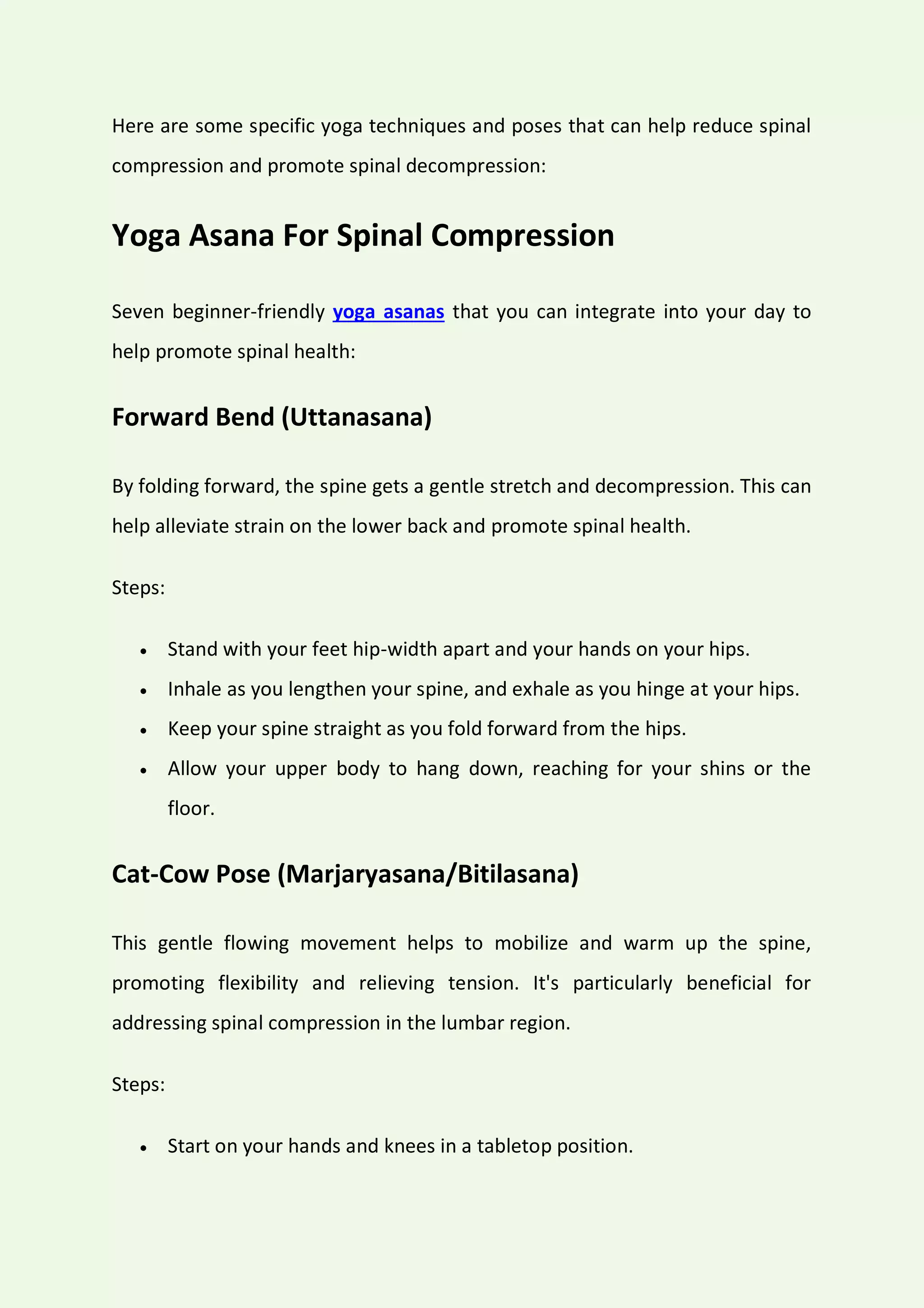 Spinal Decompression Techniques With Yoga | PDF