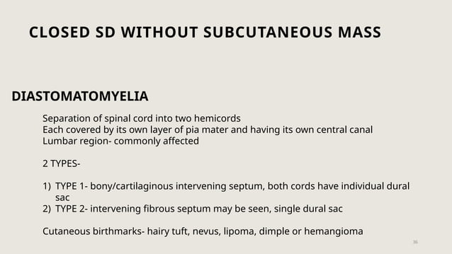 RADIOLOGICAL IMAGING IN CASES OF SPINAL DYSRAPHISM | PPT