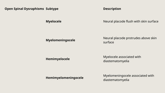 RADIOLOGICAL IMAGING IN CASES OF SPINAL DYSRAPHISM | PPT