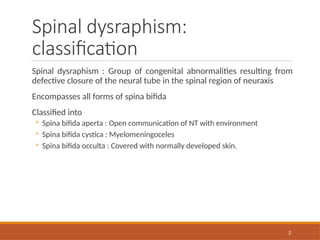 Spinal Dysraphism embryology and prsentation | PPTX