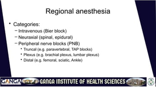 Regional Anaesthesia for B.Sc OT&AT students | PPTX