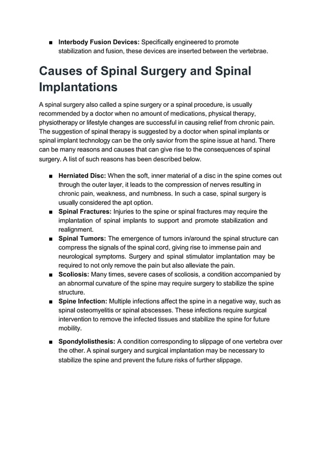Spinal Implants- Transforming the Spinal Surgery Experience.pptx | Bone and Joint Conditions ...