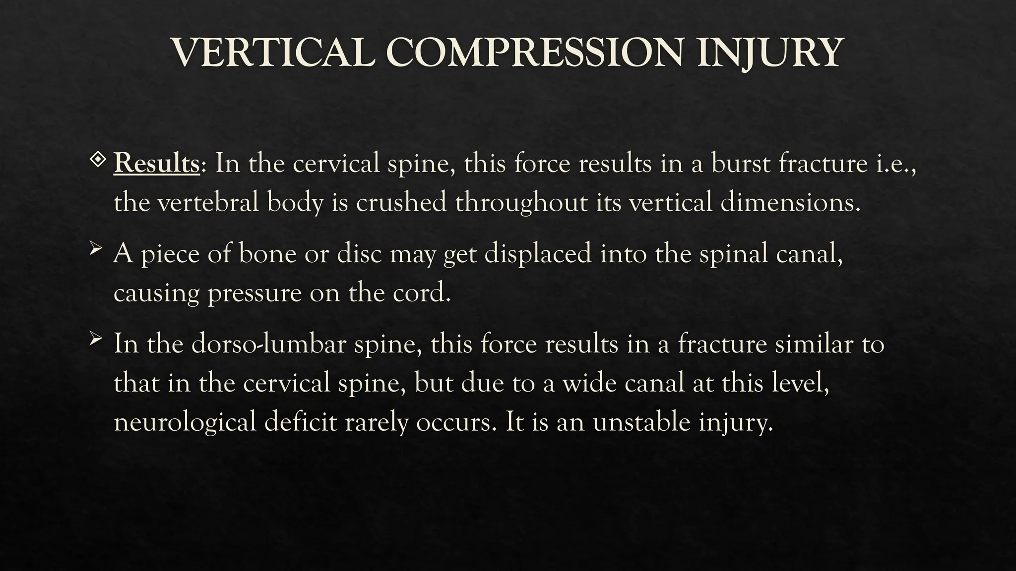 SPINAL INJURIES. Thoracolumbar and Cervical | PPTX