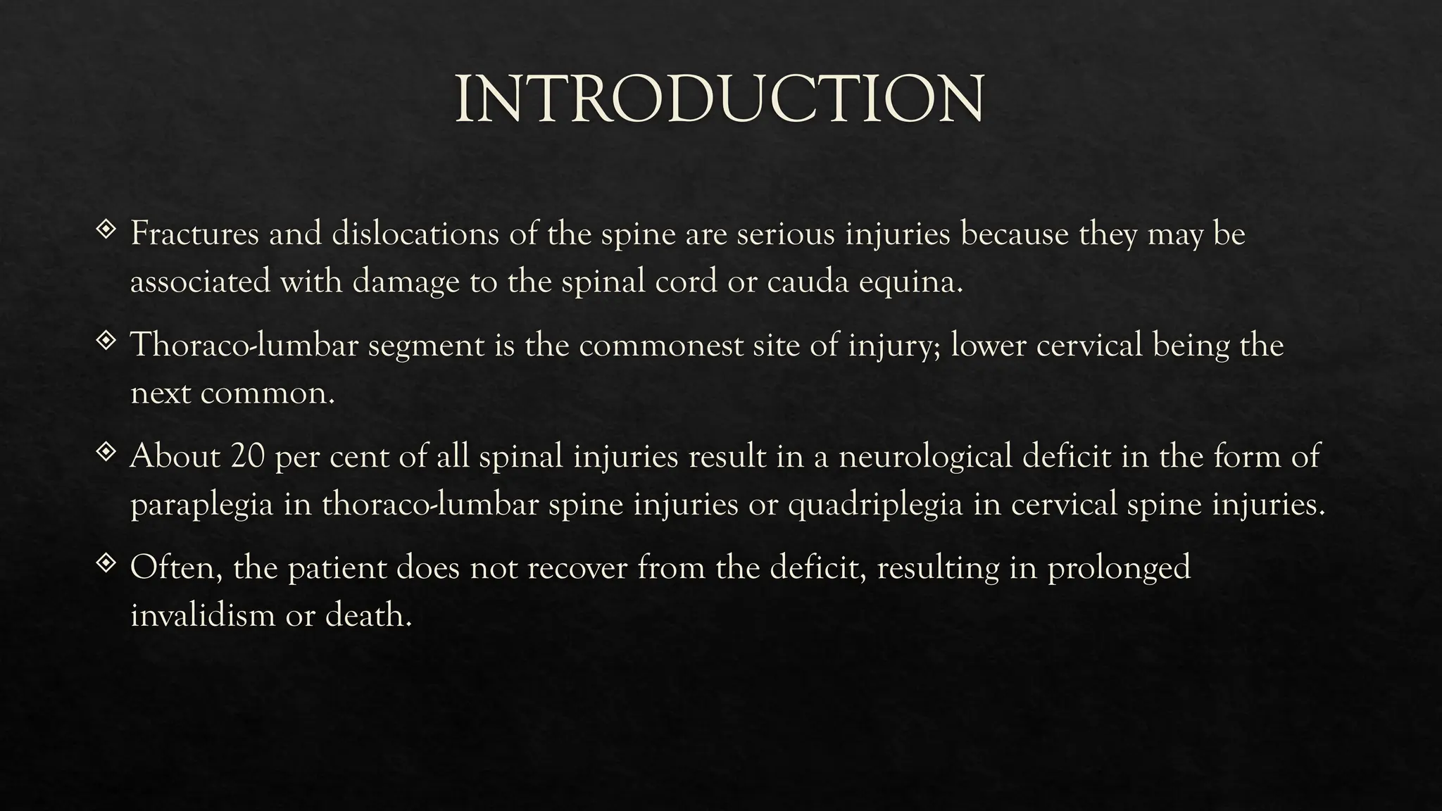 SPINAL INJURIES. Thoracolumbar and Cervical | PPTX