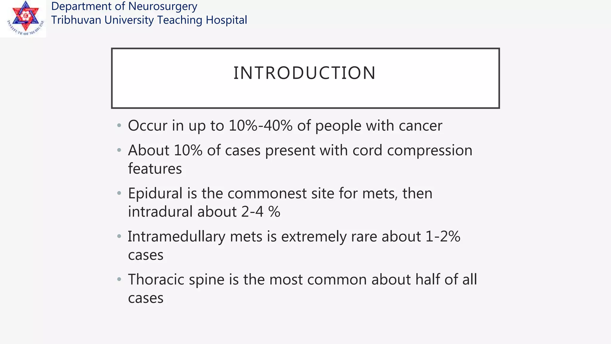 Management of Spinal Metastases | PPTX