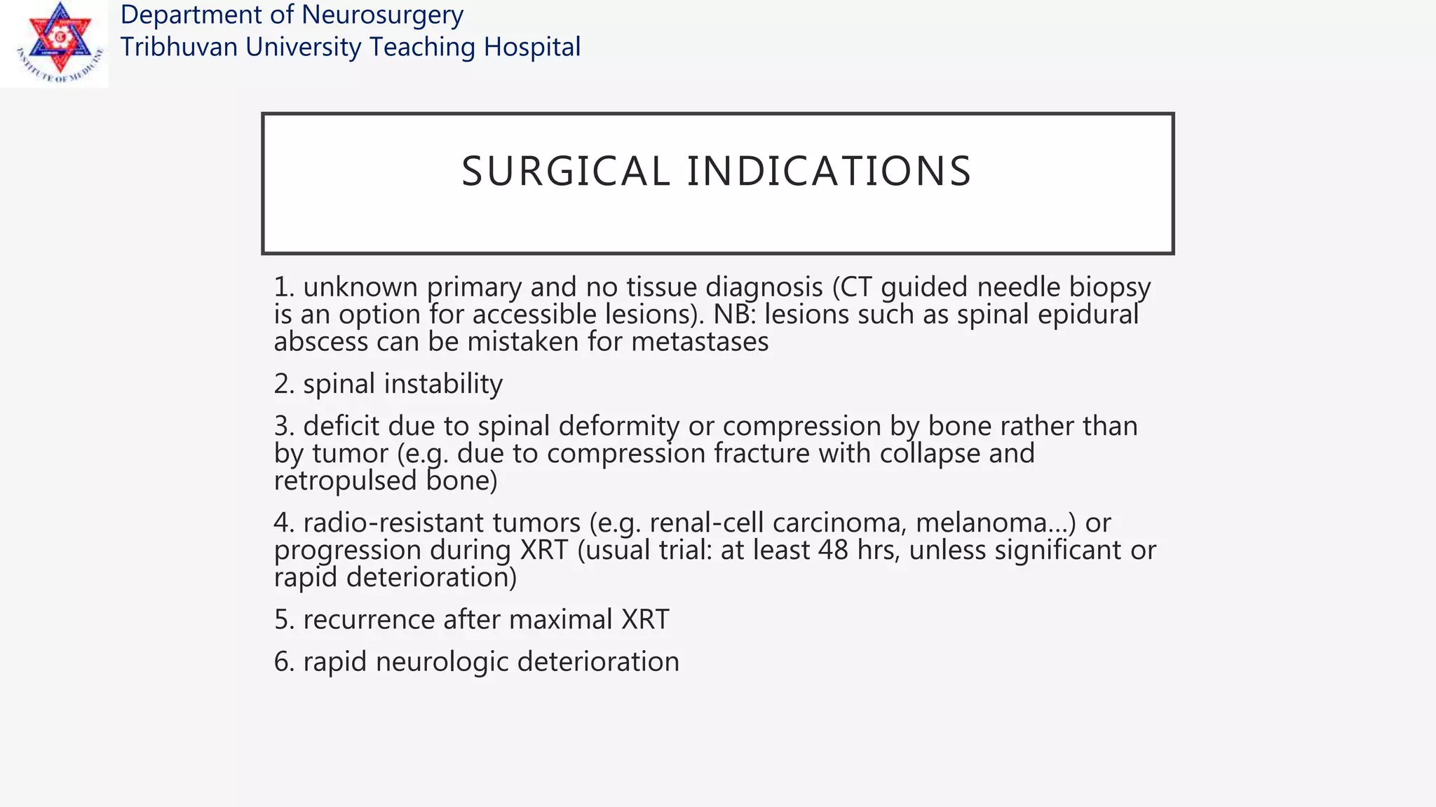 Management of Spinal Metastases | PPTX