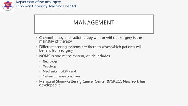 Management of Spinal Metastases | PPTX