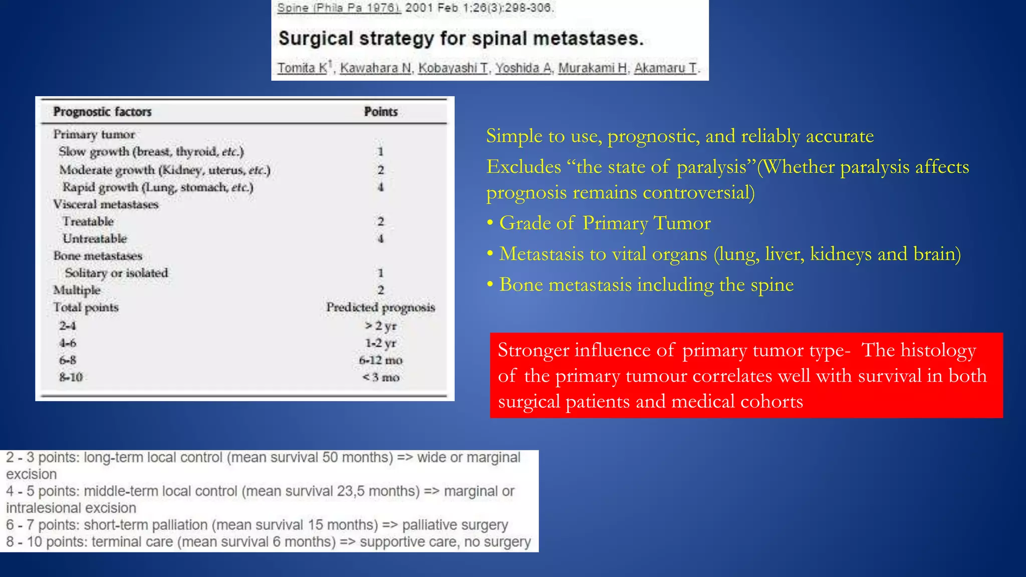 Spinal Metastases Scoring and Decision making | PPTX