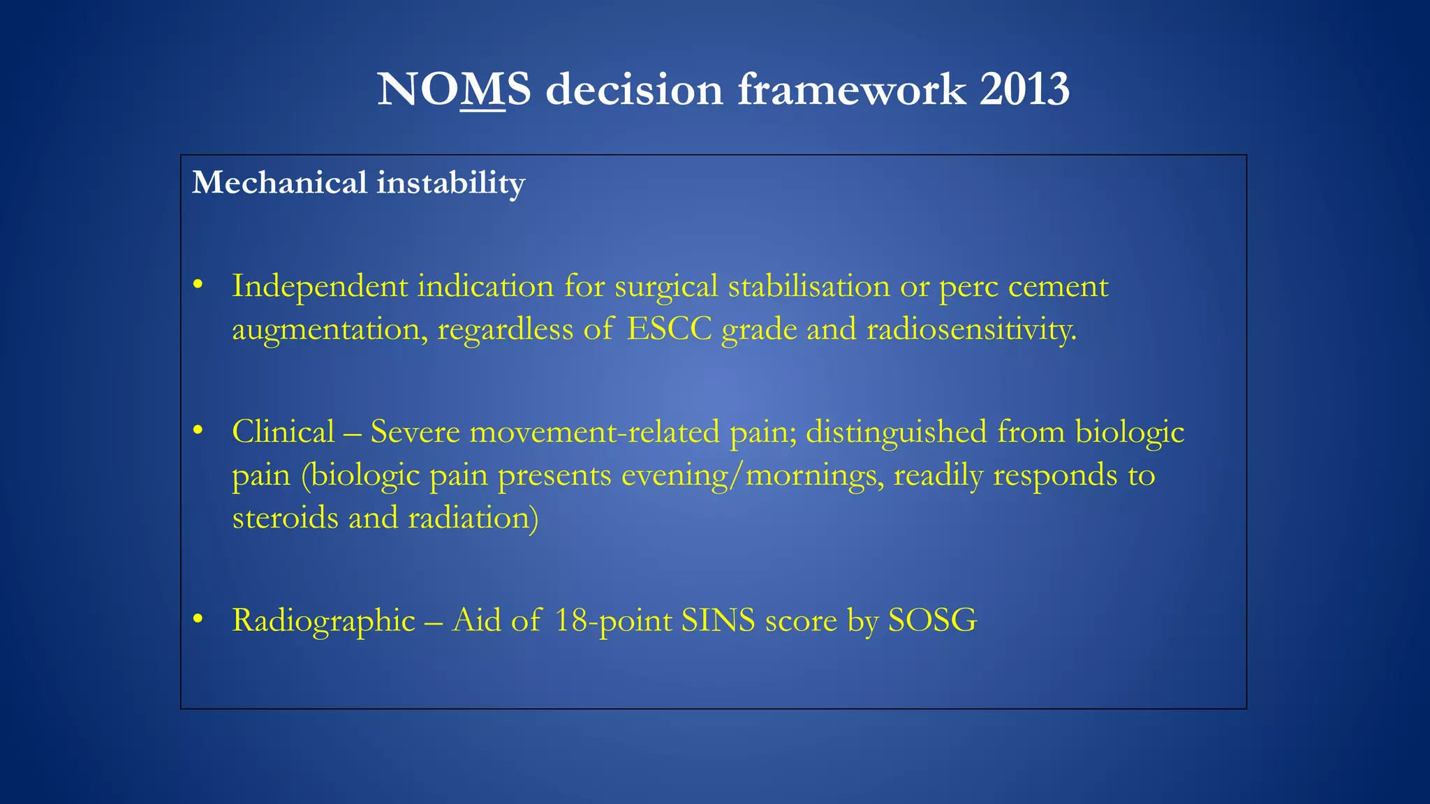 Spinal Metastases Scoring and Decision making | PPTX