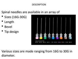 spinal needles and its types complications and uses | PPTX