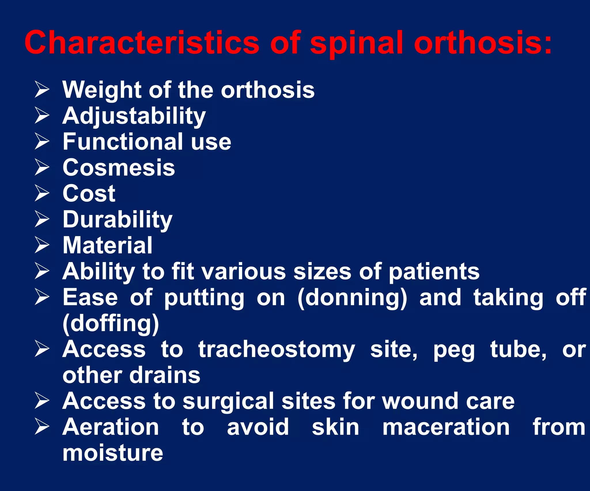 Spinal orthosis dr.aliaa | PPTX