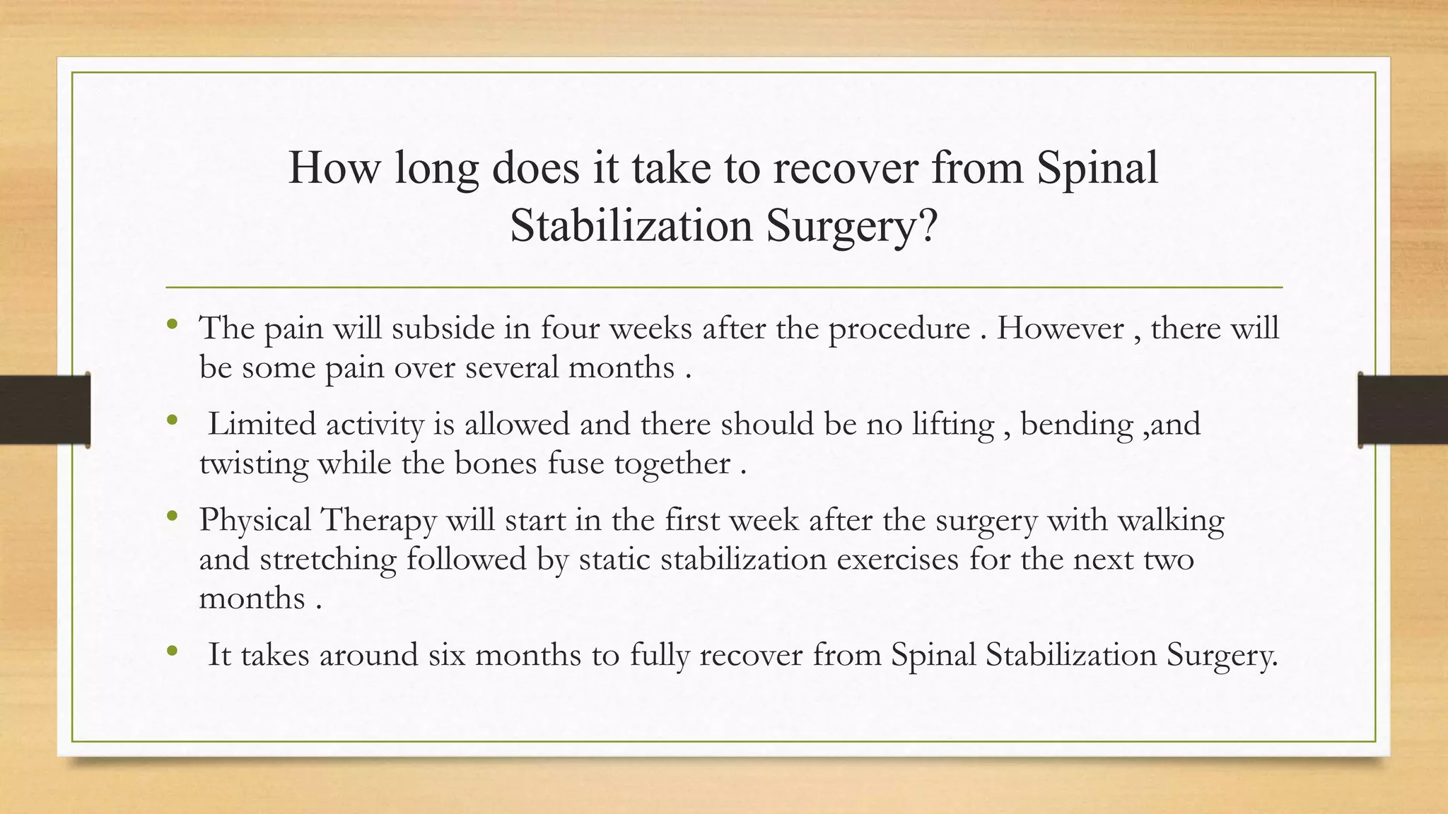 SPINAL STABILIZATION PPT | PPTX