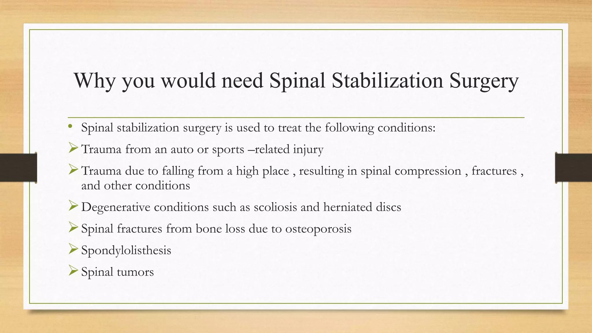 SPINAL STABILIZATION PPT | PPTX