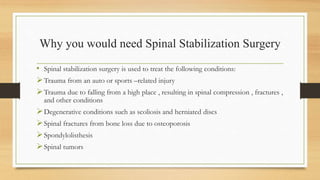 SPINAL STABILIZATION PPT | PPTX