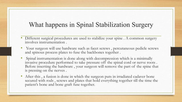 SPINAL STABILIZATION PPT | PPTX