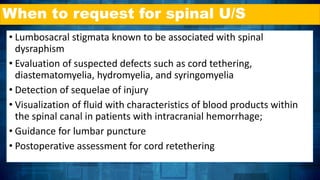 ULTRASOUND EXAMINATION OF INFANT SPINE - STEP BY STEP | PPTX