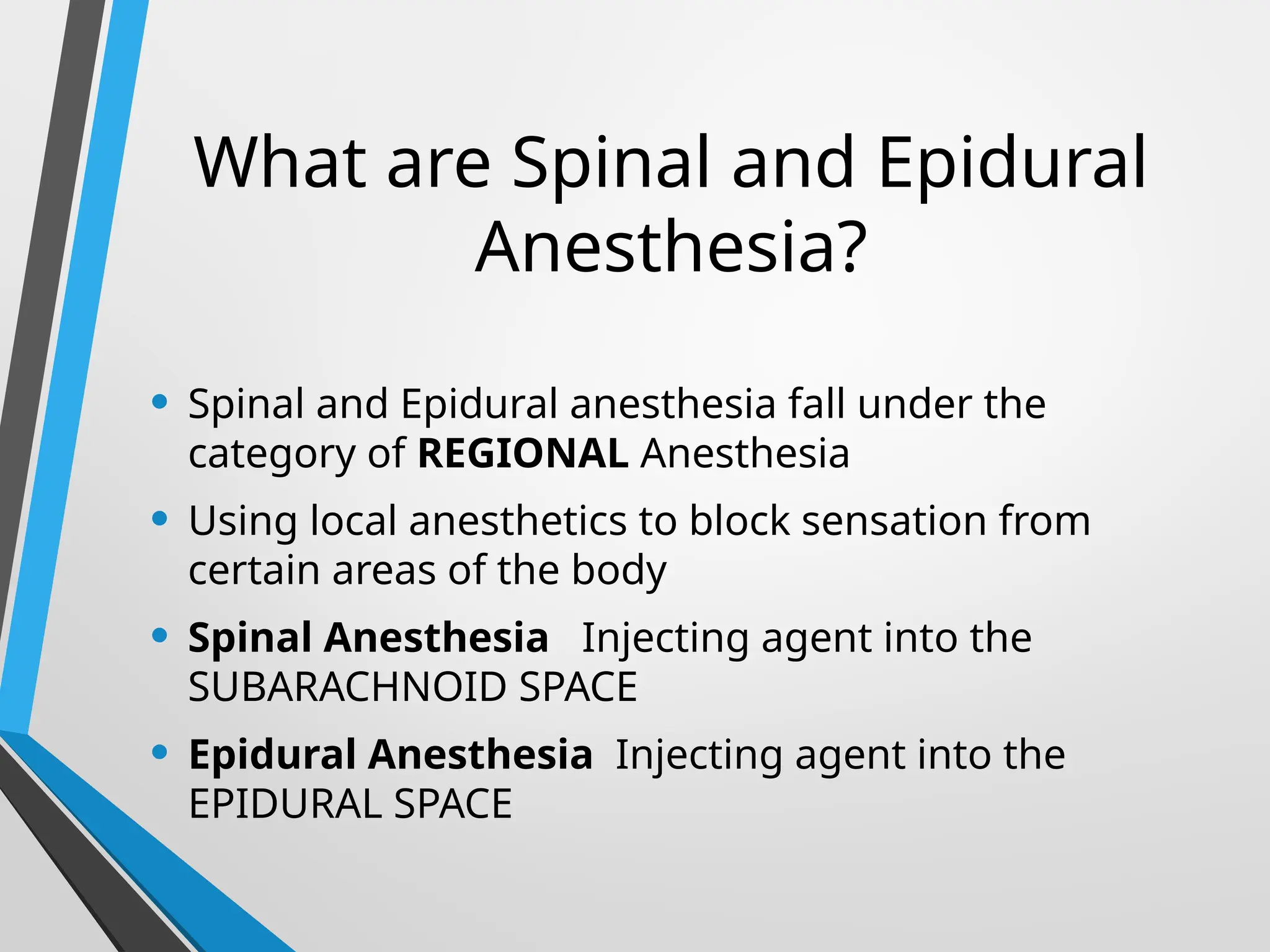 Spinal vs Epidural Anesthesia in labor - | PPTX