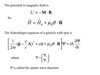 Spin and the Pauli equation | PPT