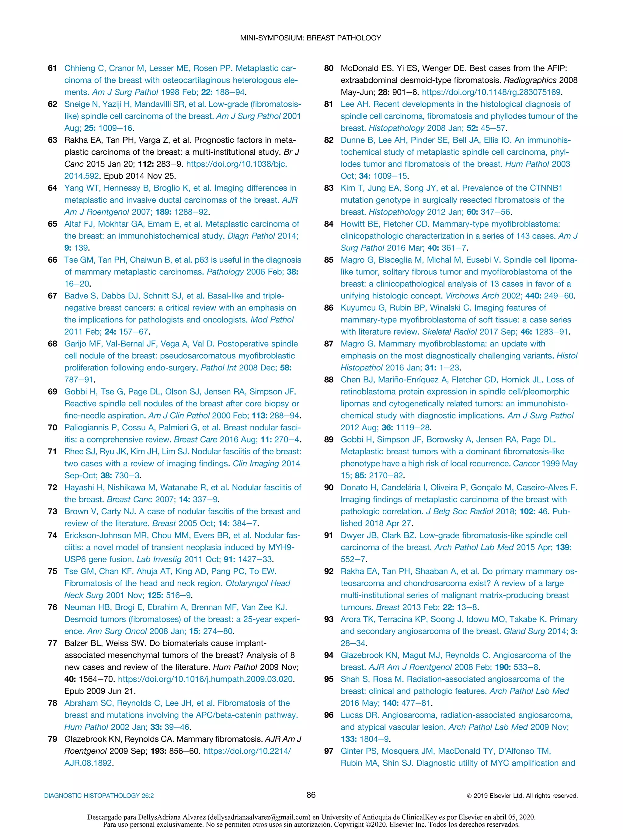 Spindle cell lesions of the breast diagnostic issues 2019 (1) | PDF
