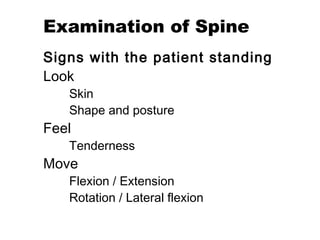 Spine examination | PPT | Death, Injury, or Military Conflict ...