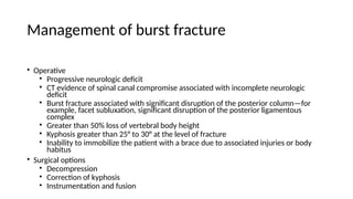 spine injuries thoracolumbar vertebrae fracture | PPTX