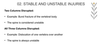 SPINE INJURY MECHANISM AND THEIR CLINICAL FEARURES | PPTX