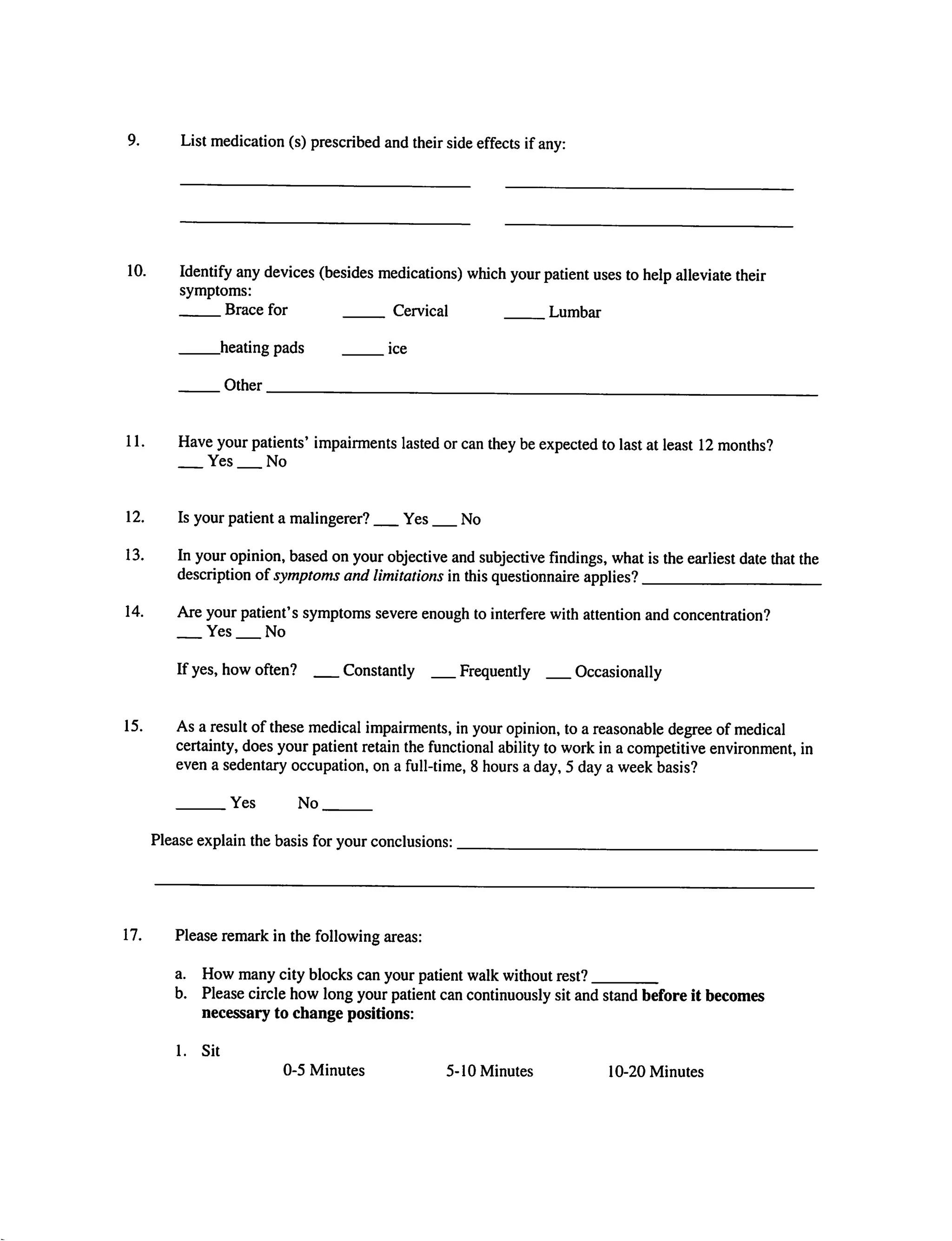 Disorders of the Spine Questionnaire | PDF