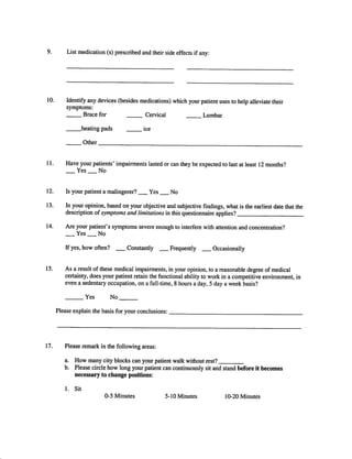 Disorders of the Spine Questionnaire | PDF